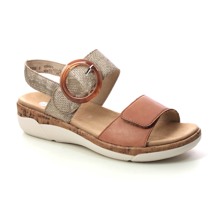 Remonte R6853-90 Paribuck Tan Leather Womens Comfortable Sandals