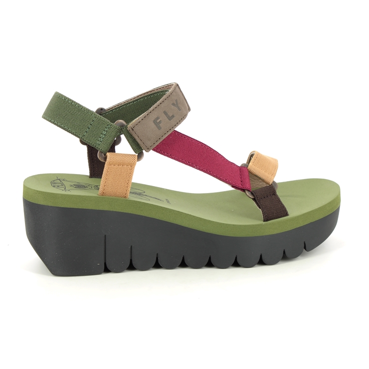 Fly London Yefa Yoko Khaki Womens Wedge Sandals P144726-012